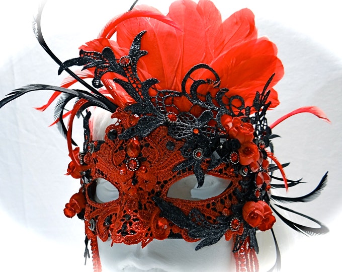 Madame De Sade Masquerade Mask Venetian Mask Red Lace Mask MA-108 - Etsy