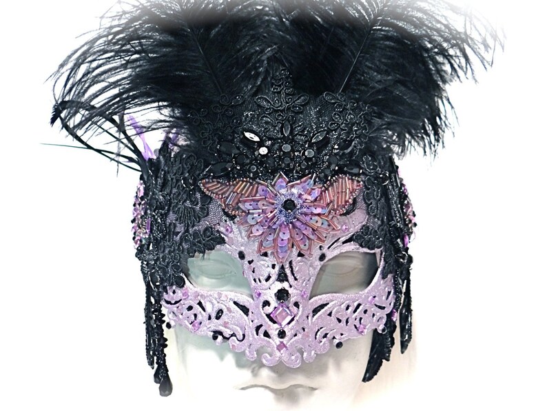 Lavender Jewel Masquerade Mask Venetian Lace Masks Carnivale - Etsy