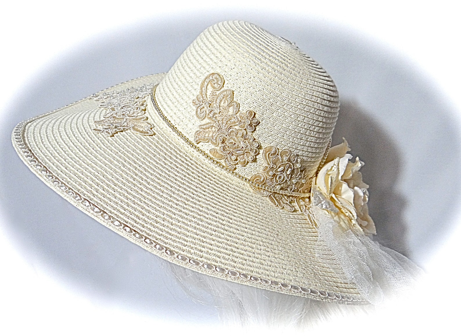 Creamy Ivory Bridal Hat Church Hats Summer Wedding Lace Bridal | Etsy