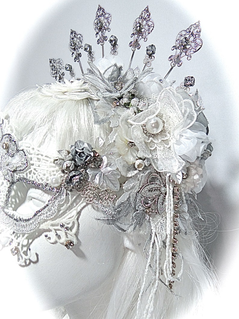White Swan Masquerade Mask & Halo Crown Bridal Masks MA-126 - Etsy