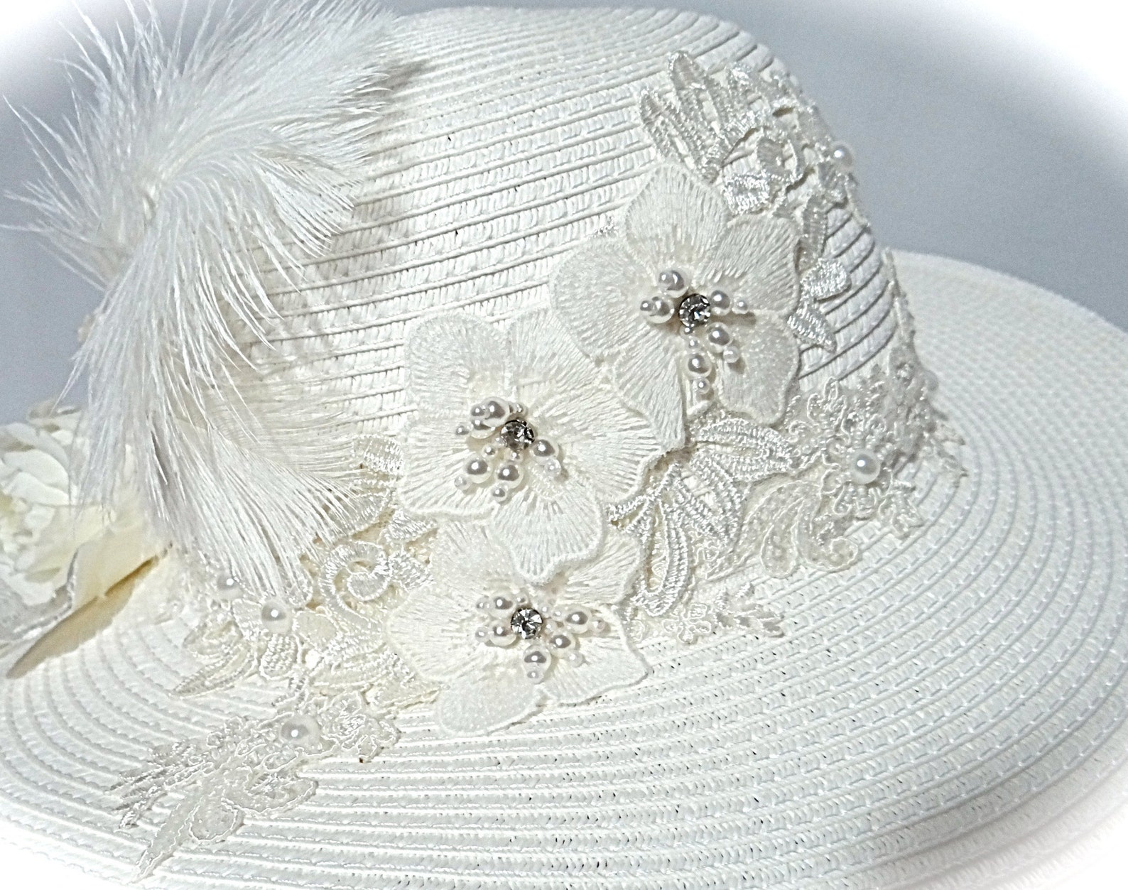 Ivory Bridal Hat Lace Bridal Hat Summer Wedding Accessories - Etsy