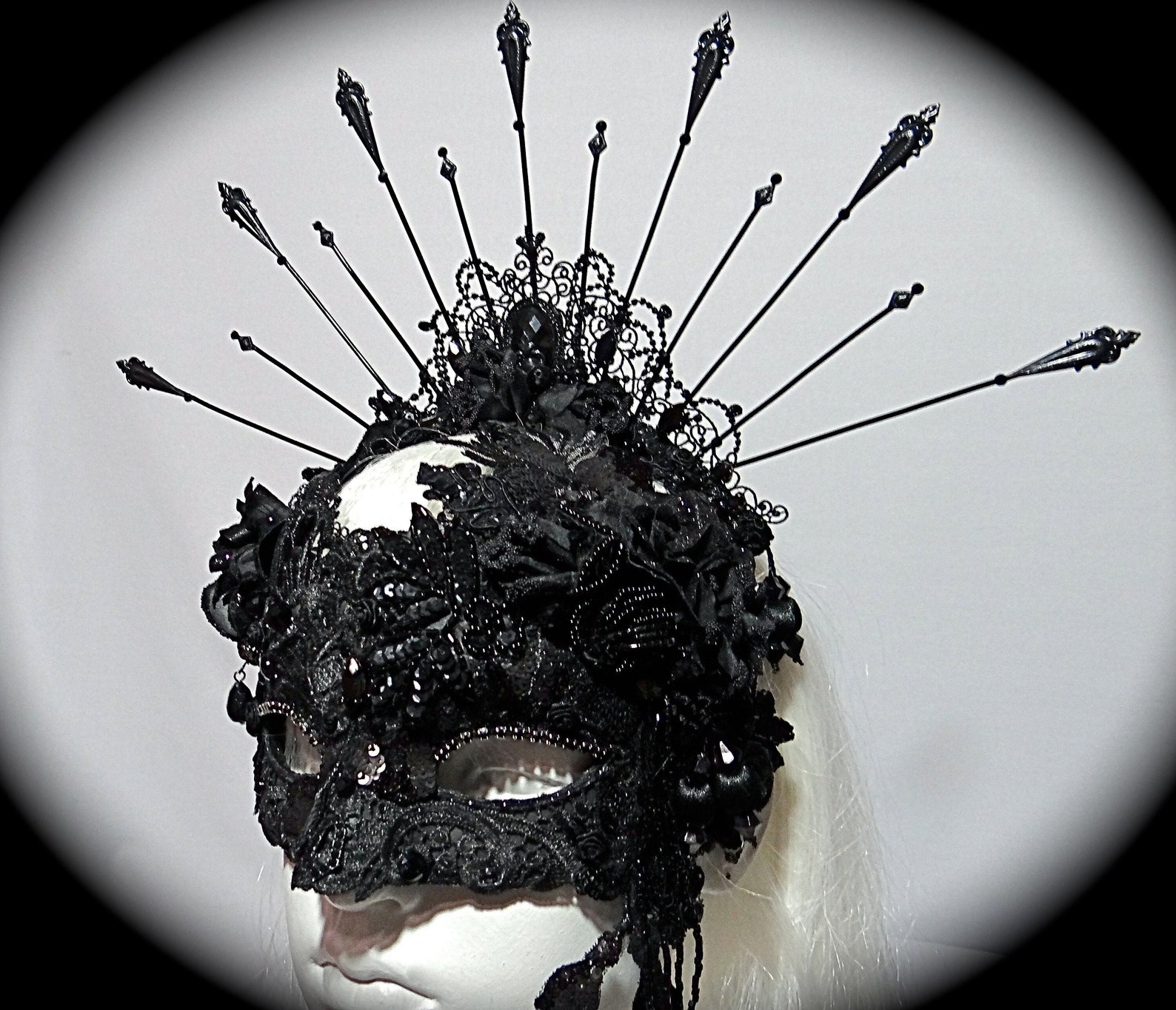 Gothic Masquerade Mask and Crown Gothic Headpiece Black Masks - Etsy