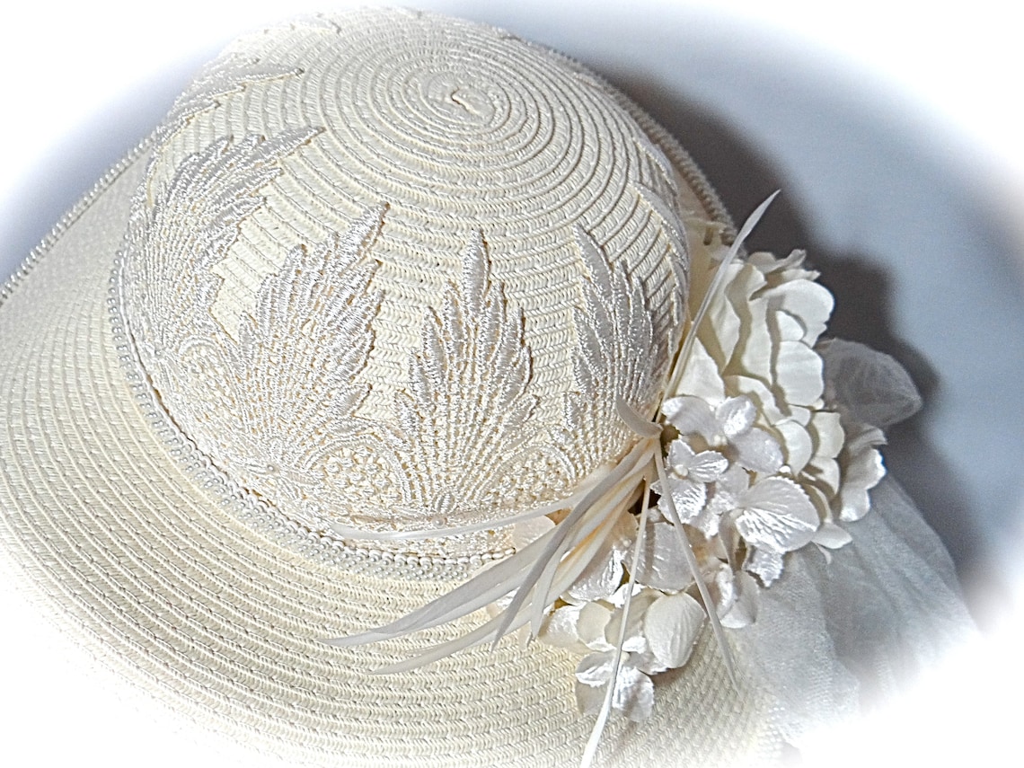 Creamy Ivory Lace Bridal Hat Womens Formal Hats Summer Wedding - Etsy