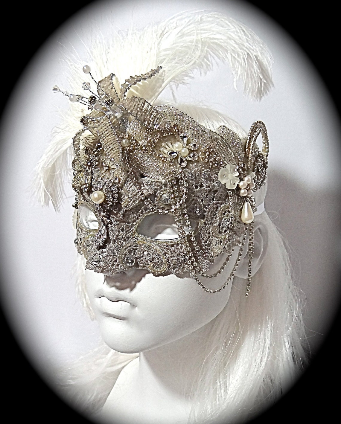 Silver Palace Masquerade Mask Costume Mask Lace Rhinestone | Etsy