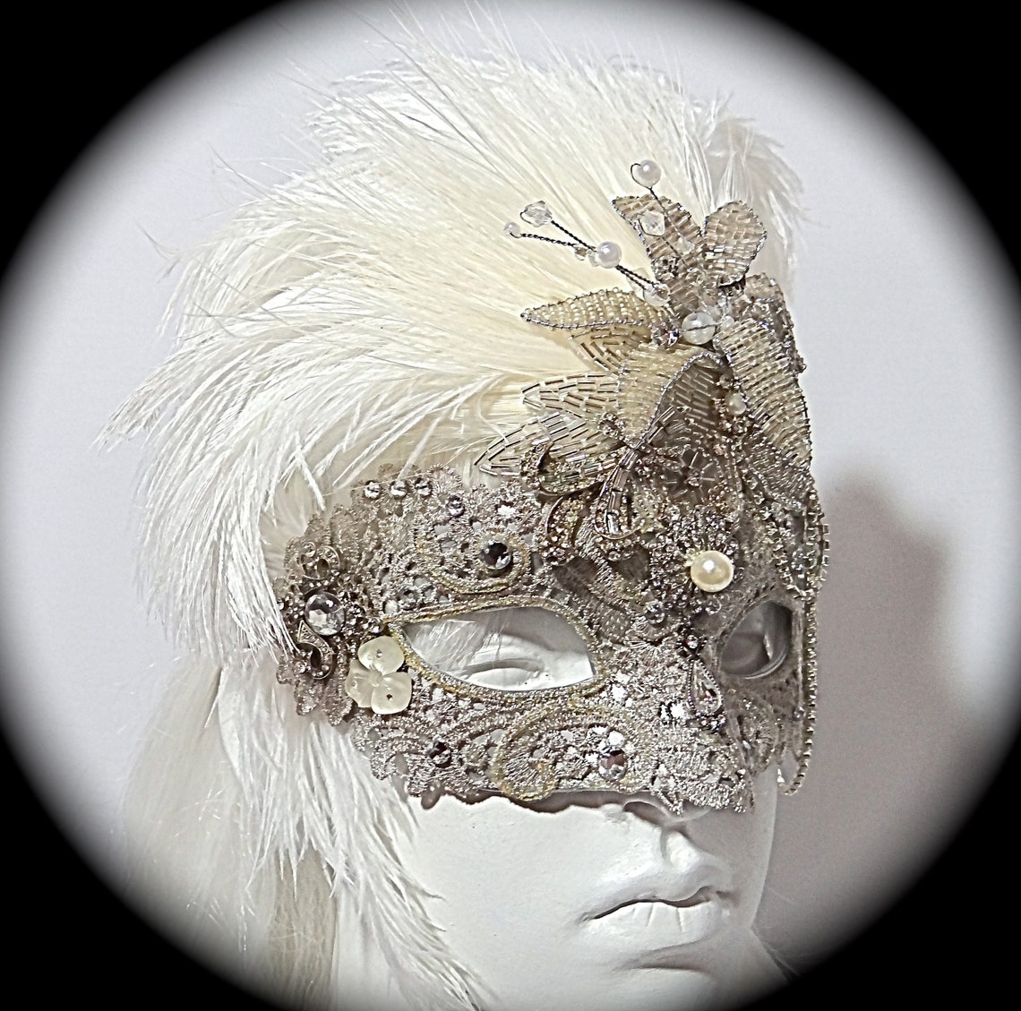 Silver Palace Masquerade Mask Costume Mask Lace Rhinestone | Etsy