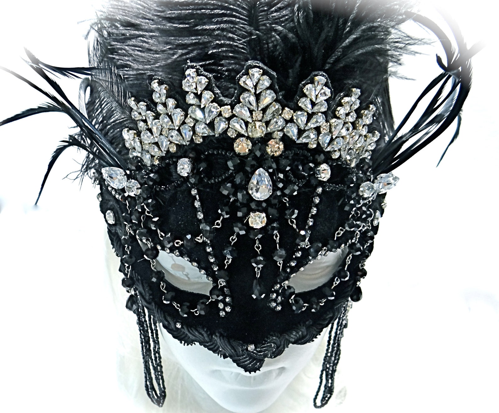 Black Queen Masquerade Mask Rhinestone Mask Black Venetien | Etsy
