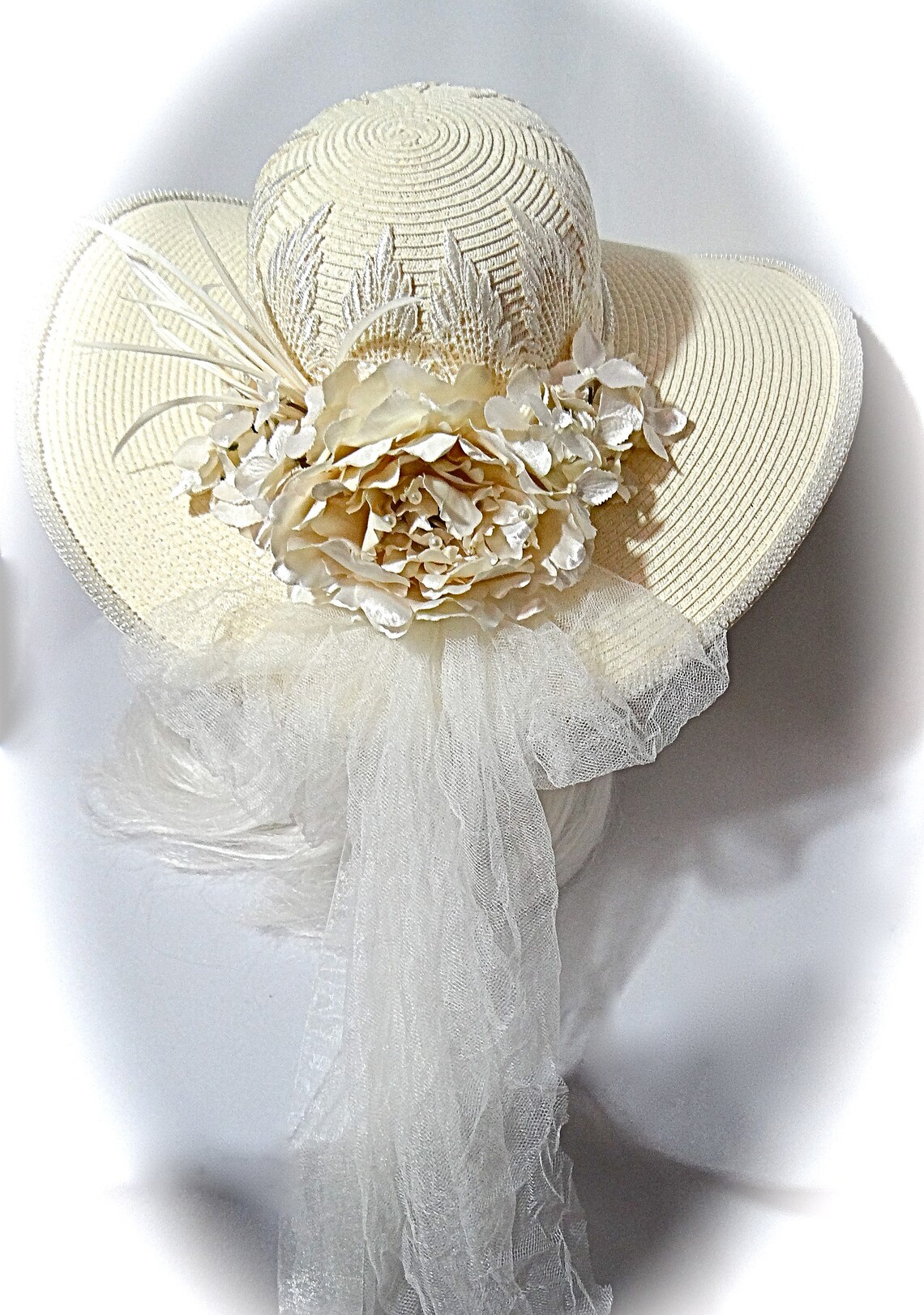 Creamy Ivory Lace Bridal Hat Womens Formal Hats Summer Wedding DH-150 ...