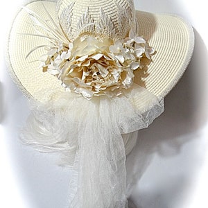 Creamy Ivory Lace Bridal Hat Womens Formal Hats Summer Wedding DH-150 ...