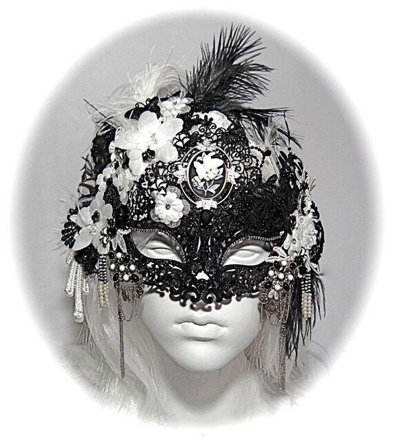 Black & White Papillon Masquerade Mask Masquerade Ball MA-103 - Etsy