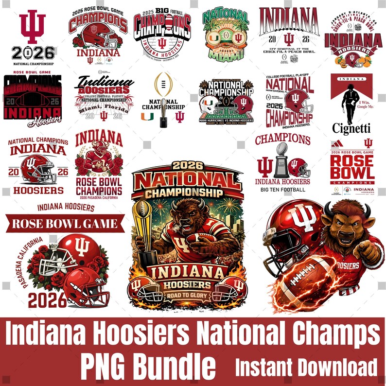 Indiana Hoosiers National Champs PNG Bundle, 30+ College Football ...
