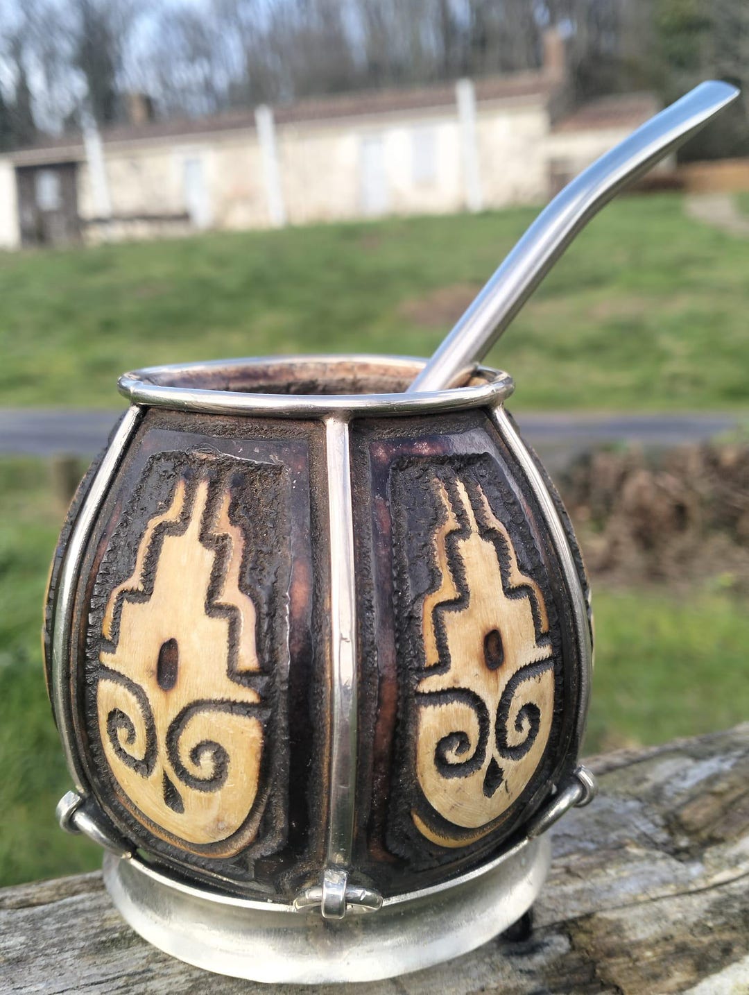 Natural Gourd Mate Cup – Hand-engraved and Carved Mate Cup ...