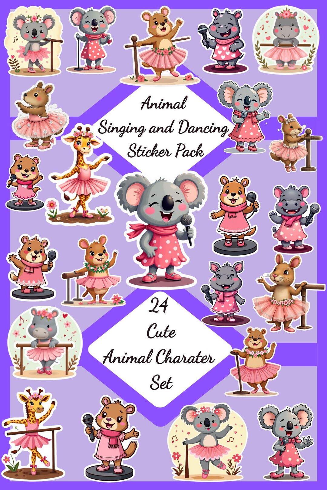Animal Singing and Dancing Sticker Pack - Etsy