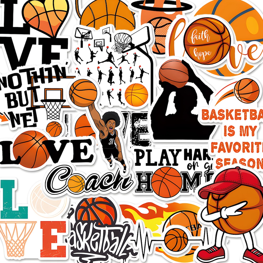 50 Basketball Sport Stickers, Trendy Doodle Decals for Suitcase, Laptop ...