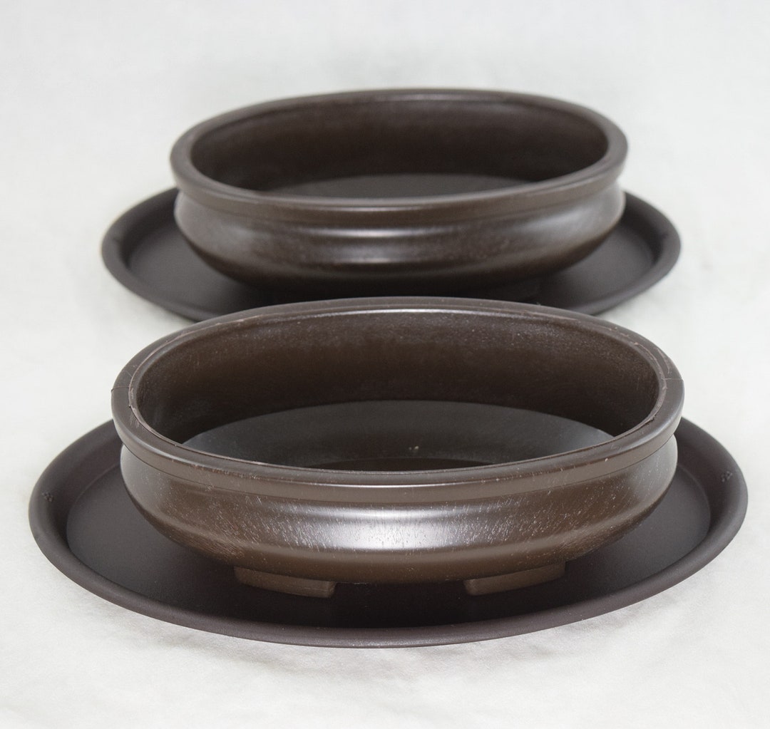 Yubonzai 2 Oval Heavy Duty Plastic Bonsai Training Pot, Cactus ...