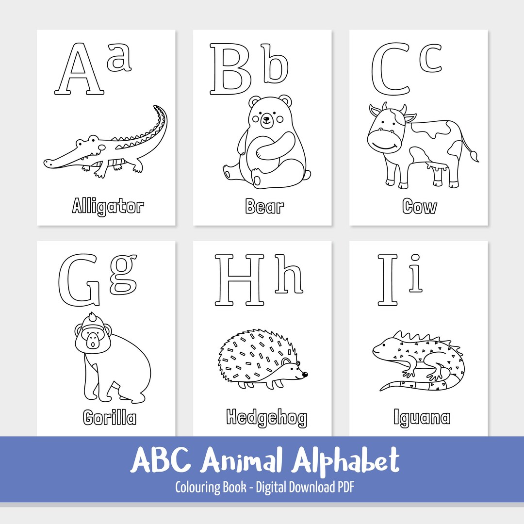 A-Z Animal Alphabet Coloring Pages – Printable Kids Activity (digital ...