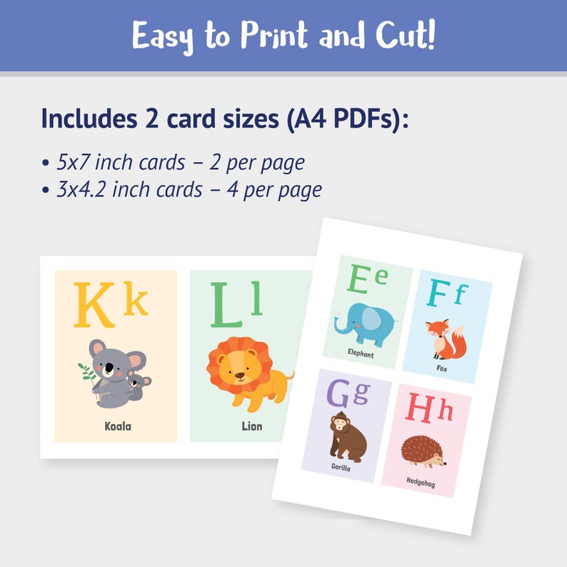 Digital Download) ABC Animal Alphabet Flash Cards for Kids & Toddlers ...