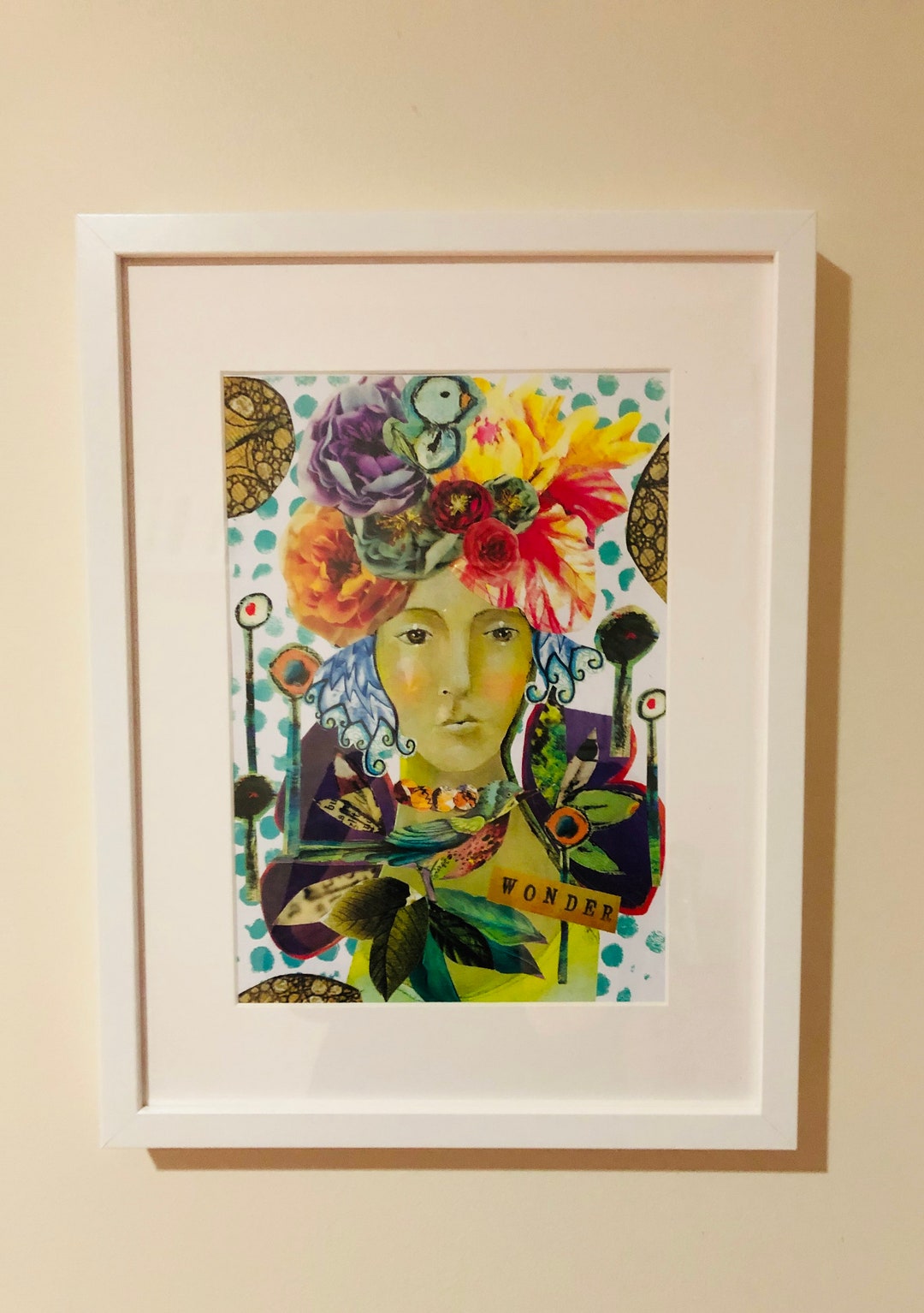 Wonder Collage Print, Woman With Flowers, A4 Art - Etsy