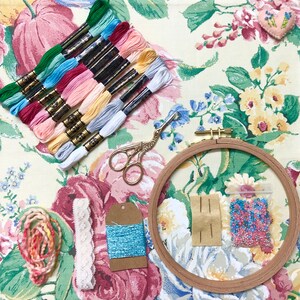 Slow Stitching Kit Blush Blooms and Daisies One of A Kind - Etsy Australia