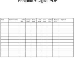 Ladder Safety Inspection Log PDF | Construction Ladder Checklist ...