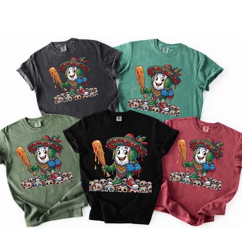 Sugar Skull Baseball PNG | Fiesta Sombrero Mascot Sublimation Design ...