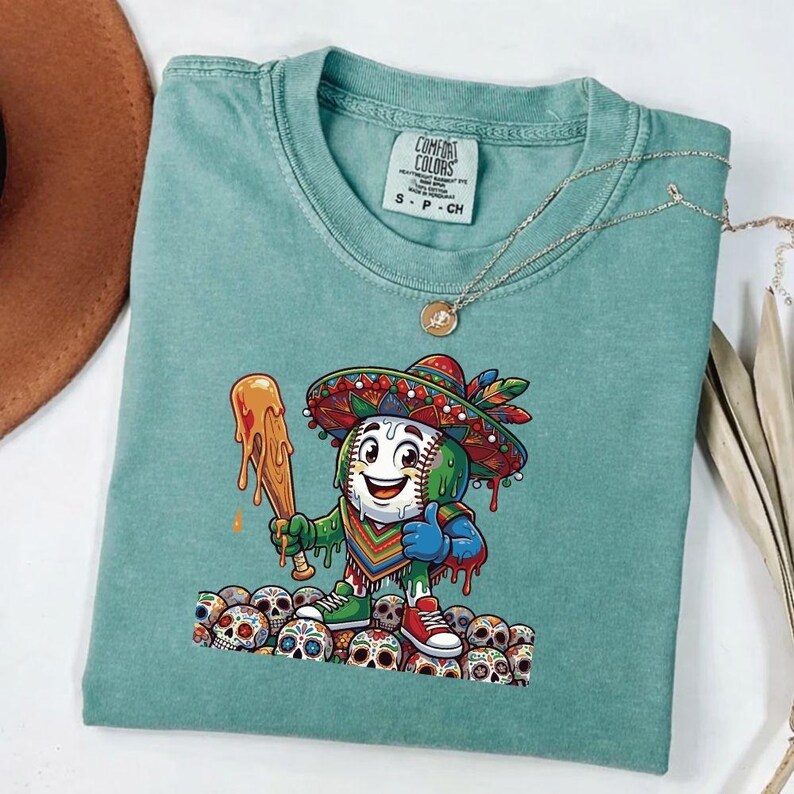 Sugar Skull Baseball PNG | Fiesta Sombrero Mascot Sublimation Design ...