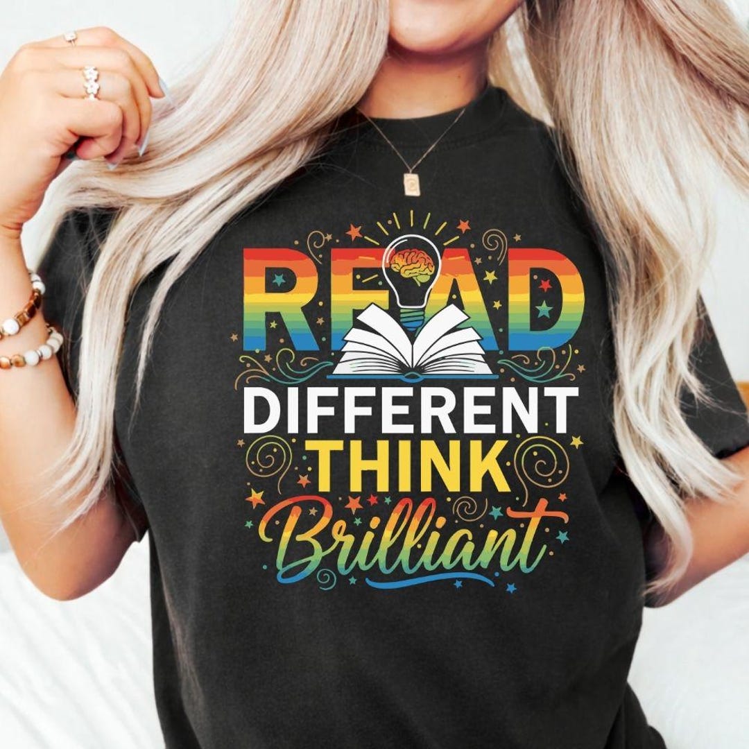 Read Different Think Brilliant PNG | Rainbow Reading Quote Sublimation ...