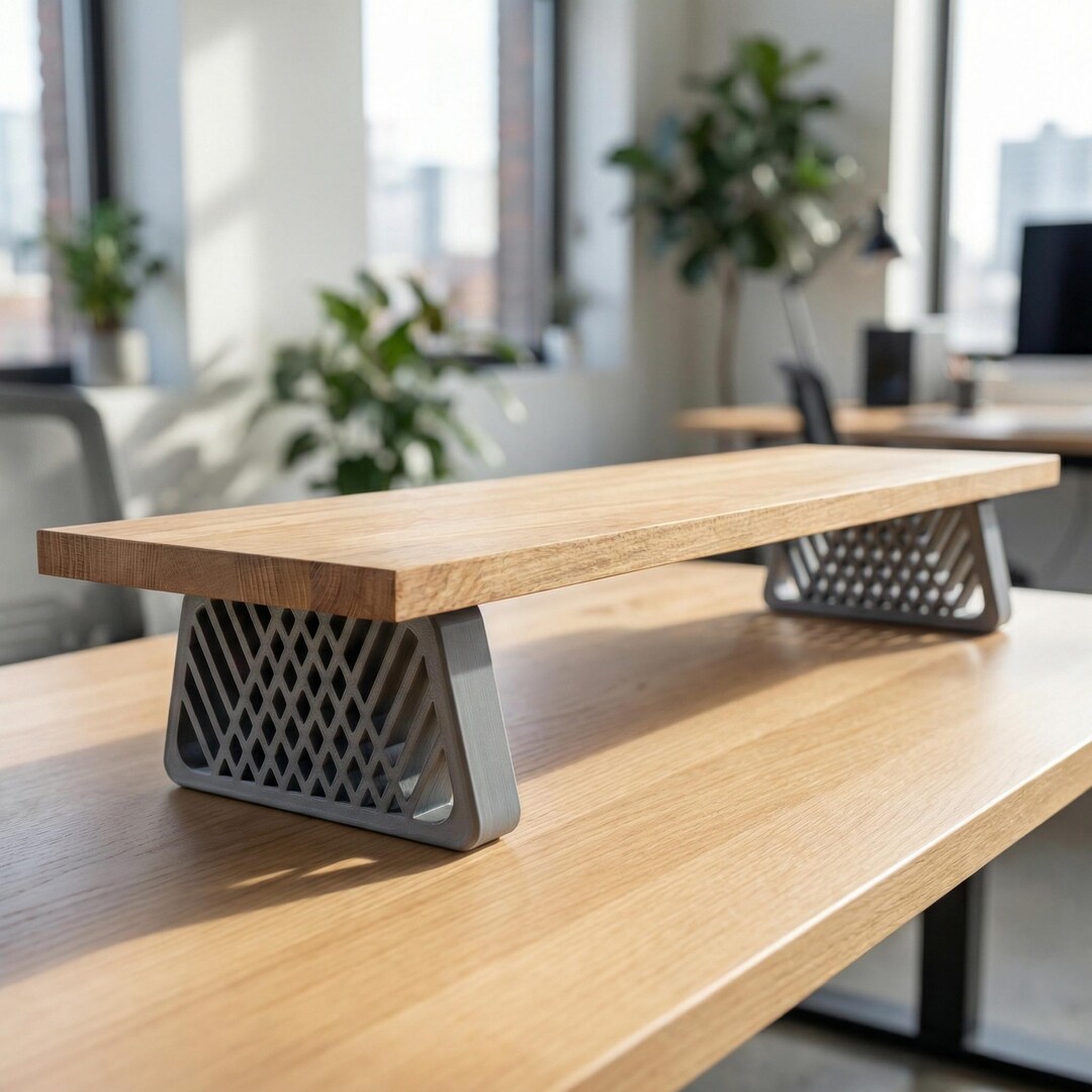 Quickdove Diamond Truss Trapezoid | Solid Oak Desk Shelf Monitor Riser ...