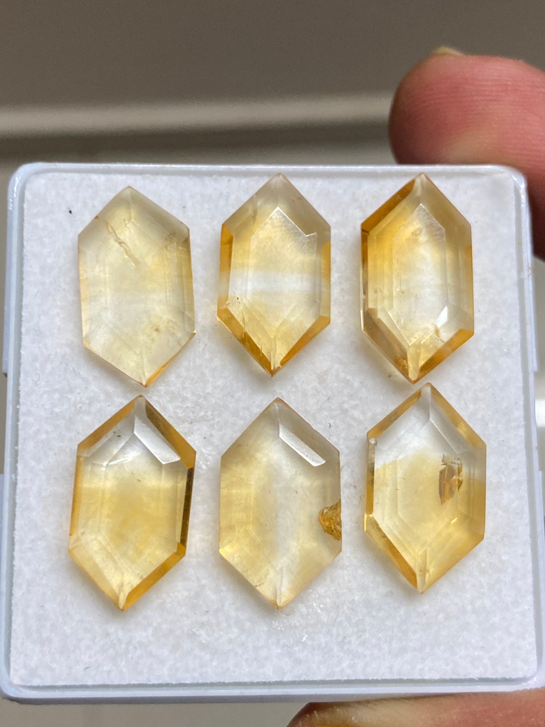 Dazzling Rare Citrine Hexagon Mirror Cut Weight 32 Carats Pcs 6 Size ...
