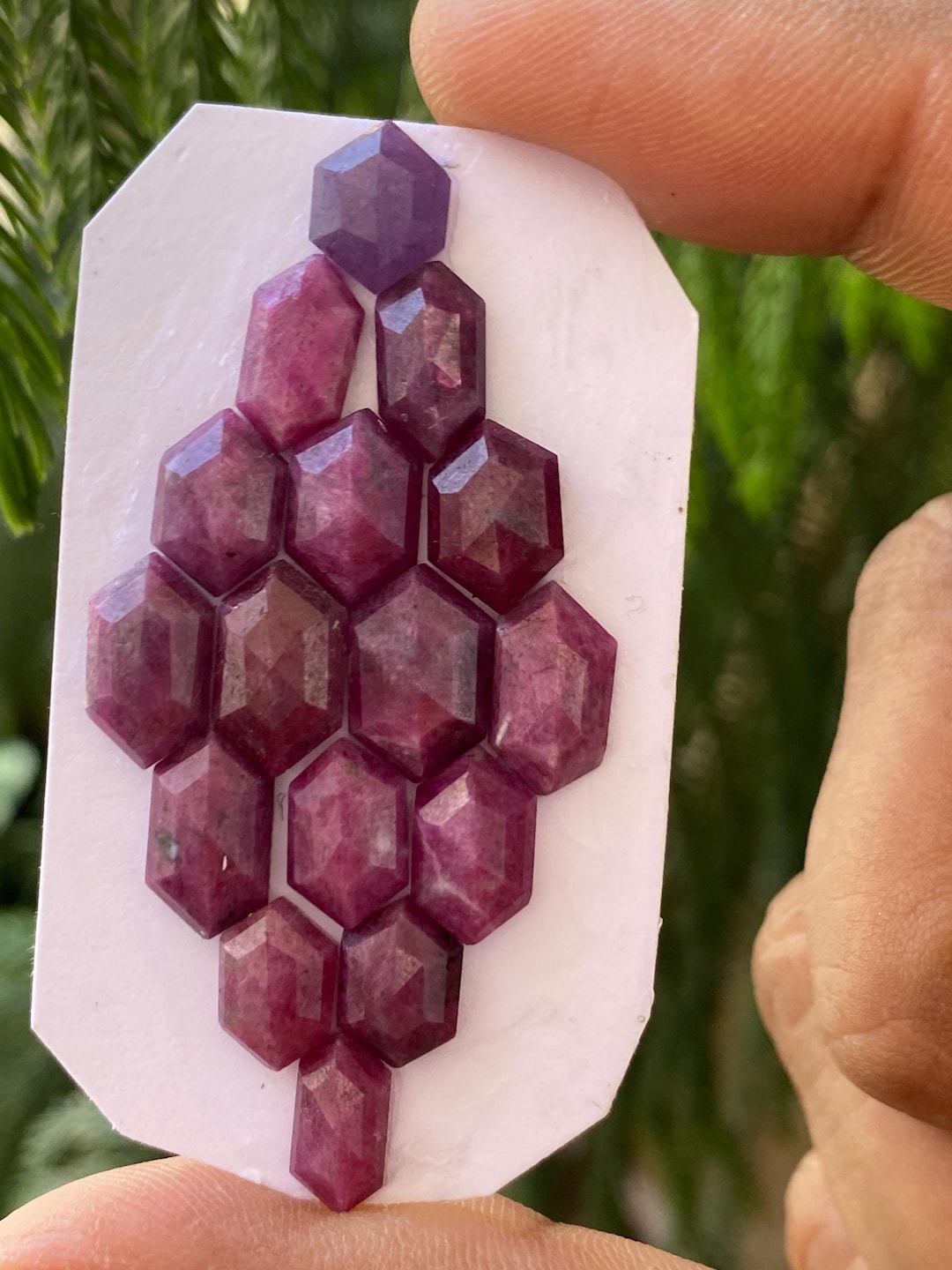 Stunning Rare Kenya Mines Ruby Hexagon Step Cut Wt 44.60 Cts Pcs 16 ...