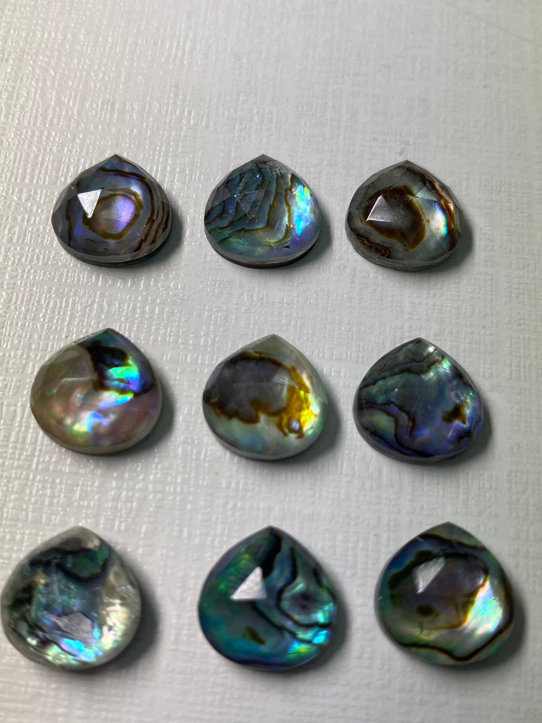 Multi Fire Abolone Shell Crystal Heart Rosecut Doublet Pcs 9 Wt 51 Cts ...