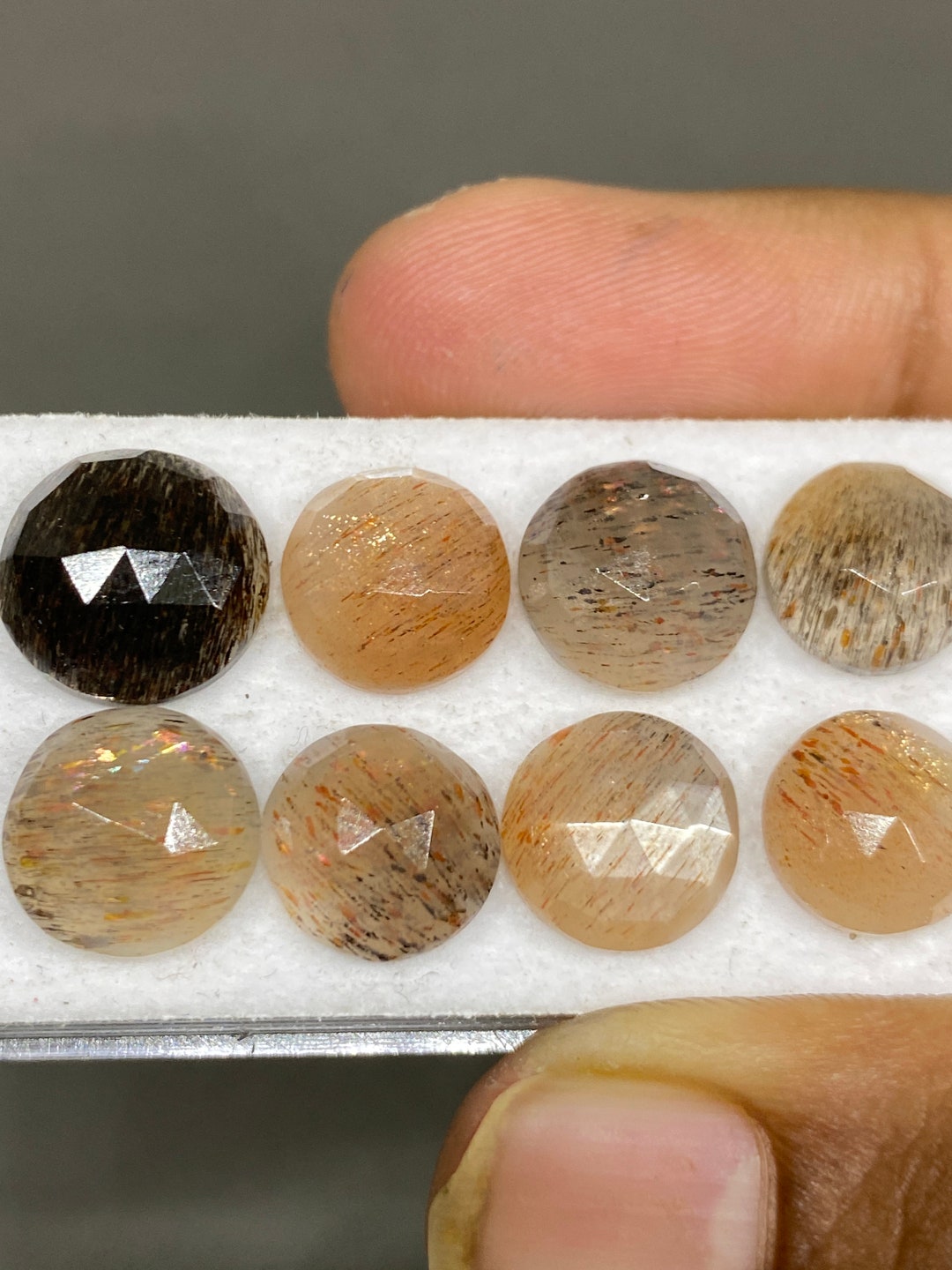 Gorgeous Rare Rainbow Lattice Rutile Moonstone Round Rose Cut Wt 30 Cts ...