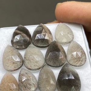 Stunning Rare Multi Fire Rutile Rainbow Lattice Moonstone Pear Rosecut ...