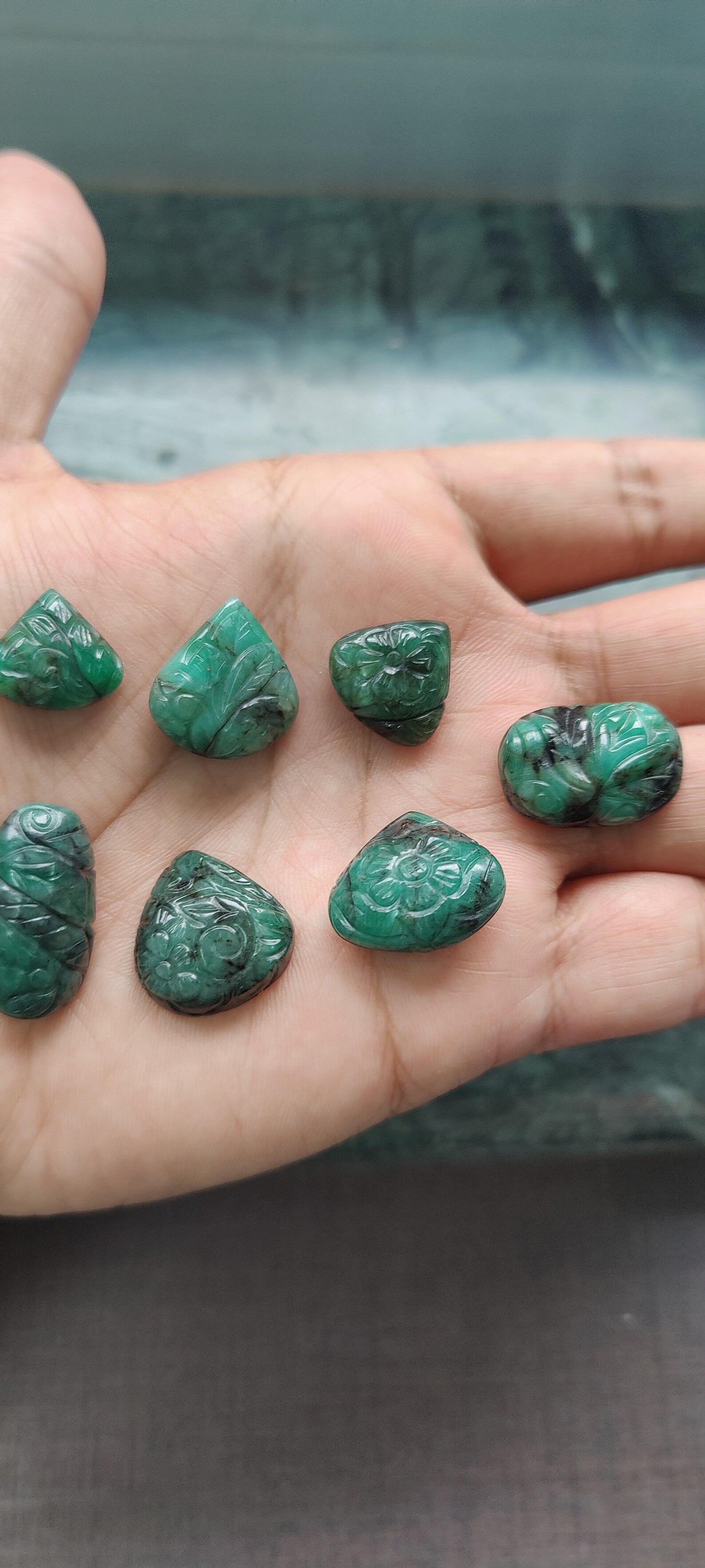 Rare Emerald Carving Wholesale Lot Weight 147 Carats Pcs 7 - Etsy UK