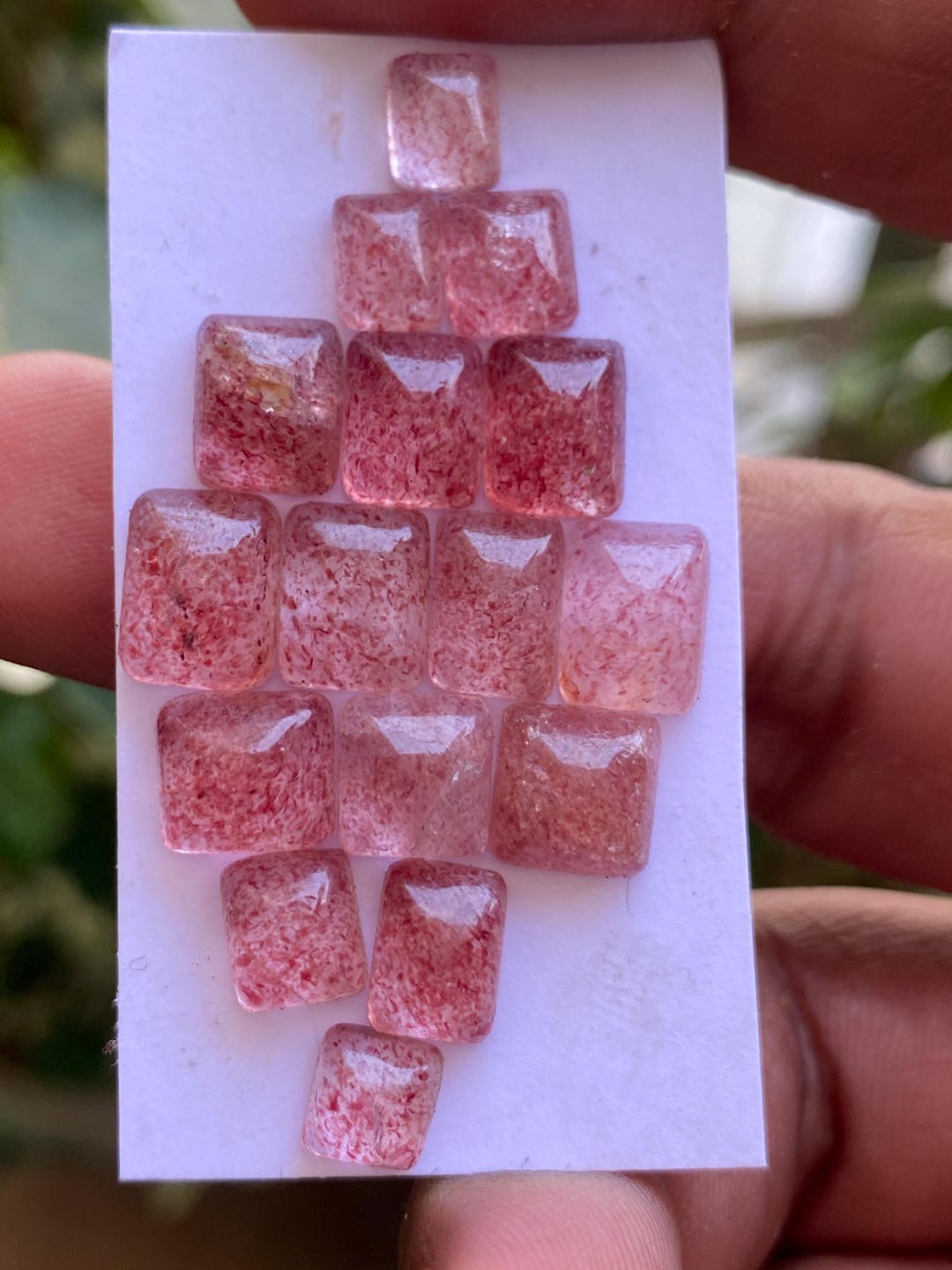 Gorgeous Rare Strawberry Quartz Sugar Loaf Cabochons Weight 35 Cts Pcs ...