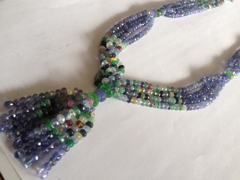 Tanzanite beads Emerald beads Multi Sapphire beads necklace | Etsy
