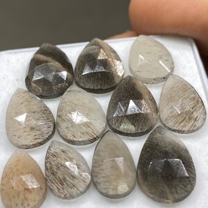 Stunning Rare Multi Fire Rutile Rainbow Lattice Moonstone Pear Rosecut ...