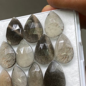 Stunning Rare Multi Fire Rutile Rainbow Lattice Moonstone Pear Rosecut ...