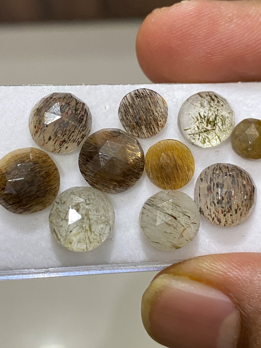 Stunning Rare Rainbow Lattice Rutile Moonstone Round Rose Cut Wt 24 Cts ...