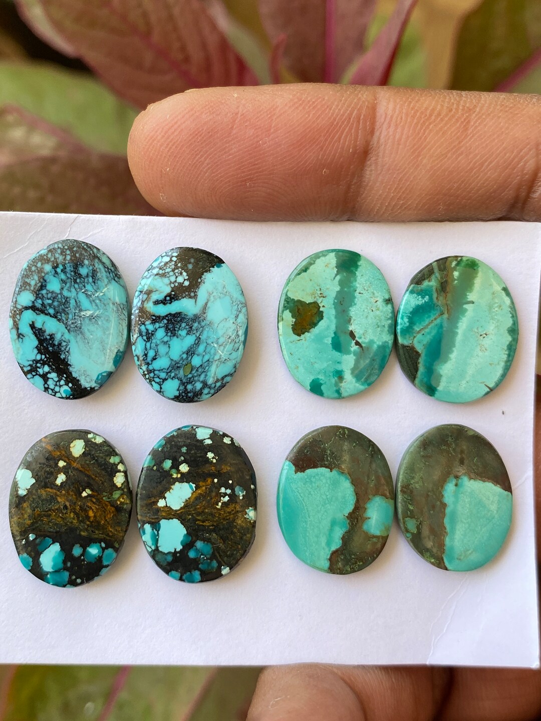 Rare Turquoise Pair Natural Hubei Mines Nice Pattern Smooth Turquoise ...
