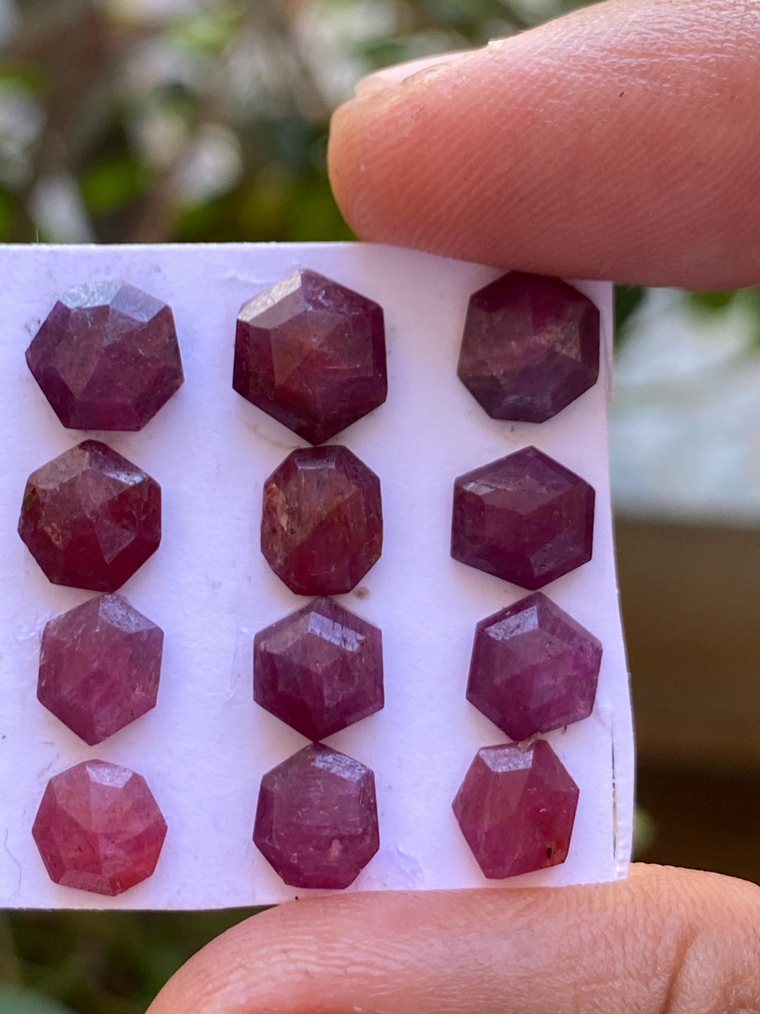 Impressive Rare Kenya Mines Ruby Hexagon Step Cut Wt 18.30 Cts Pcs 12 ...