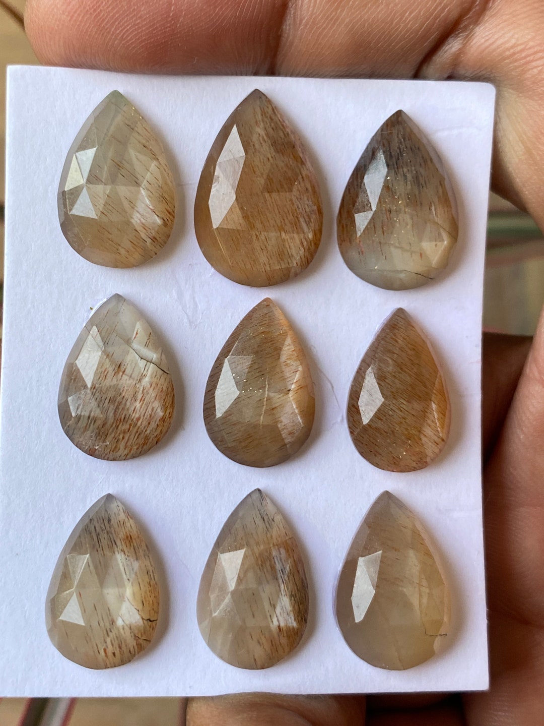 Stunning Rare Multi Fire Rutile Rainbow Lattice Moonstone Pear Rosecut ...