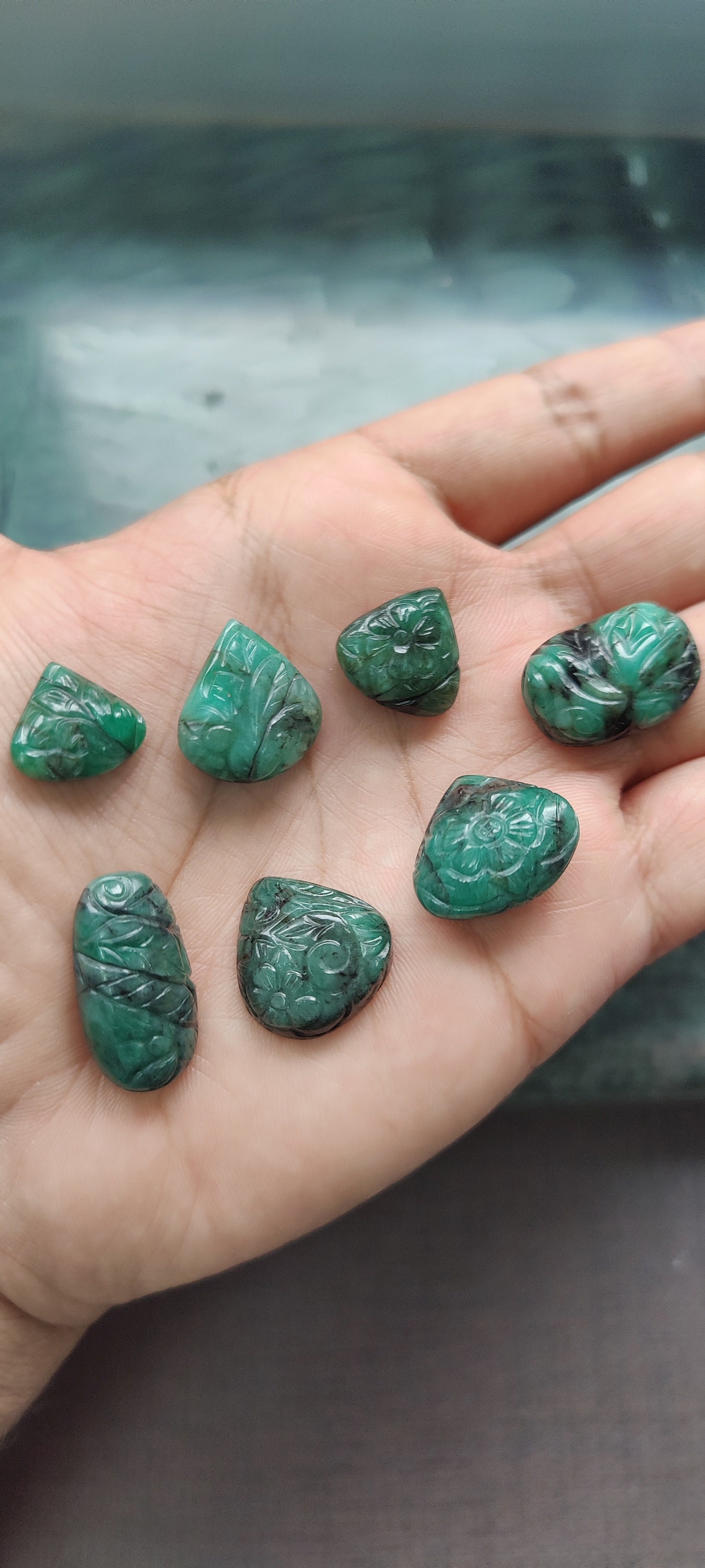 Rare Emerald Carving Wholesale Lot Weight 147 Carats Pcs 7 - Etsy UK