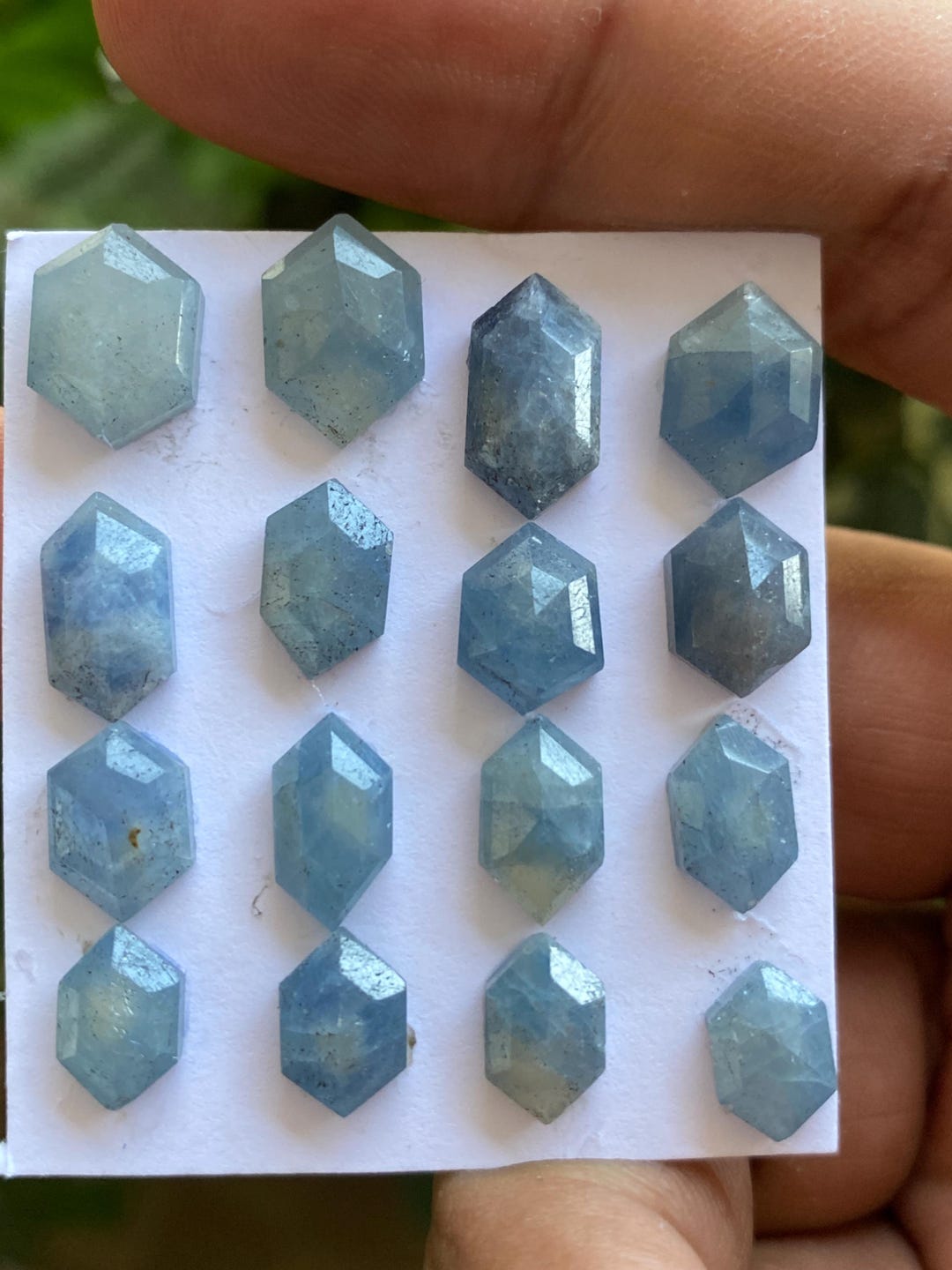 Fascinating Rare Sky Blue Sapphire Hexagon Step Cuts Wt 50.60 Cts Pcs ...