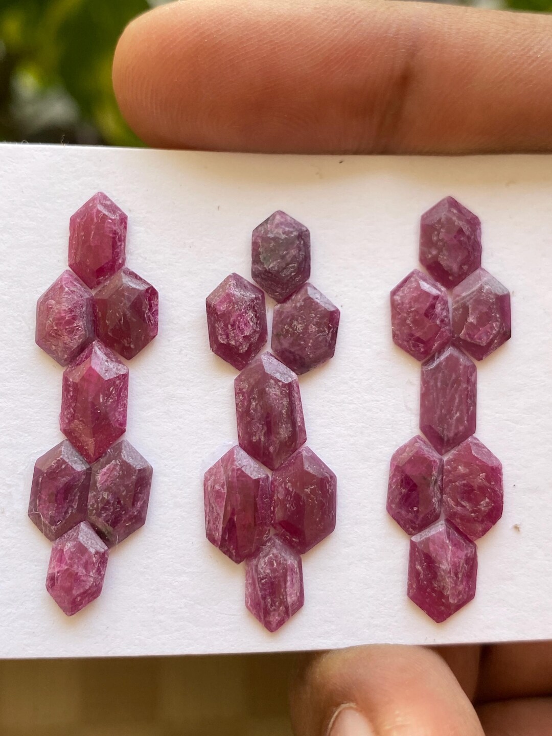 Impressive Rare Kenya Mines Ruby Hexagon Step Cut Wt 22.5 Cts Pcs 21 ...