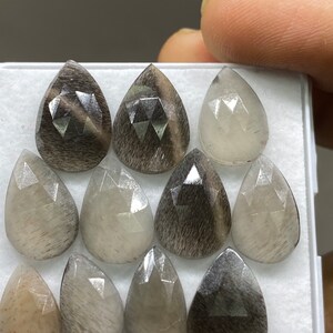 Stunning Rare Multi Fire Rutile Rainbow Lattice Moonstone Pear Rosecut ...