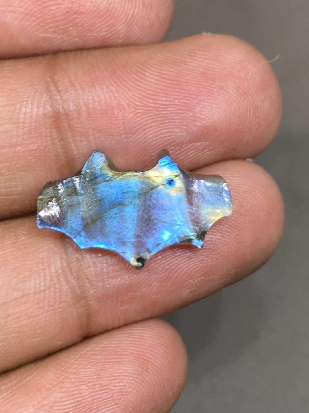 Rare Black Rainbow Labradorite Moon Carving Blue Fire Smooth Polished ...