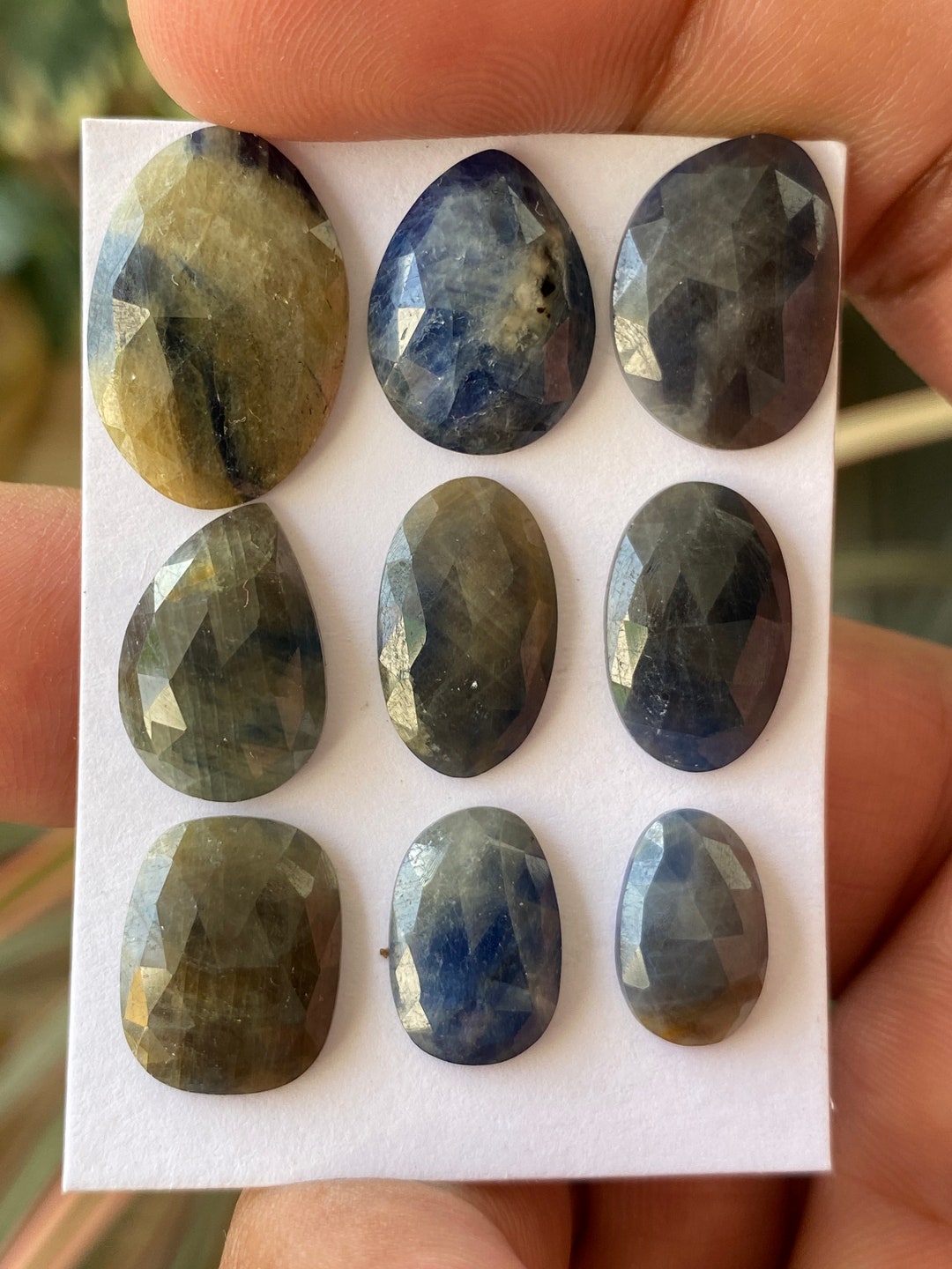 Very Rare Elegant Bi Color Sapphire Rosecut Lot Blue Yellow Grey Weight ...