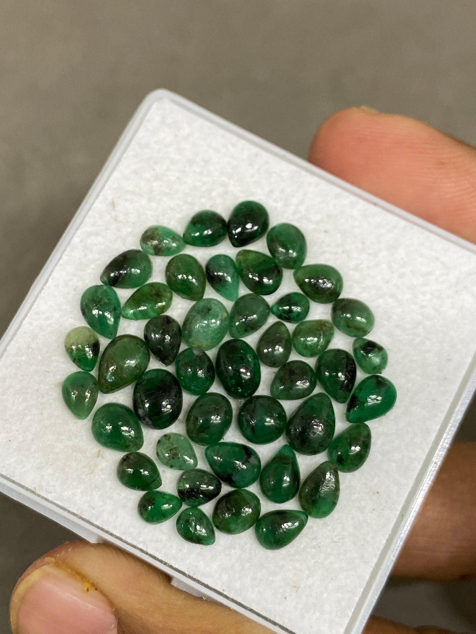 Attractive Rare Emerald Cabochons Mixed Shapes Emerald Oval Round Pear ...