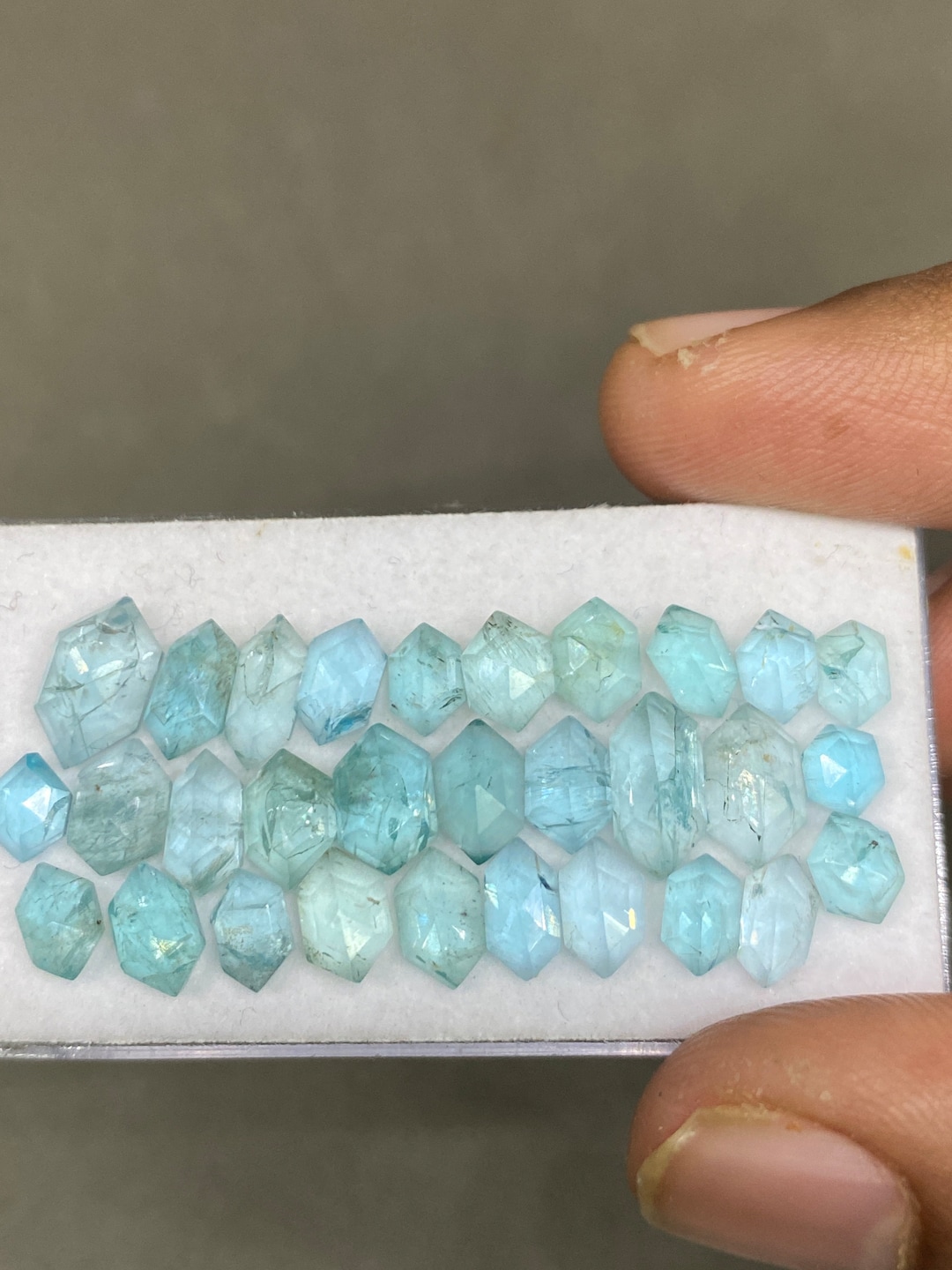 Stunning Blue Green Apatite Faceted Hexagonal Size Fancy Hexagons Nice ...