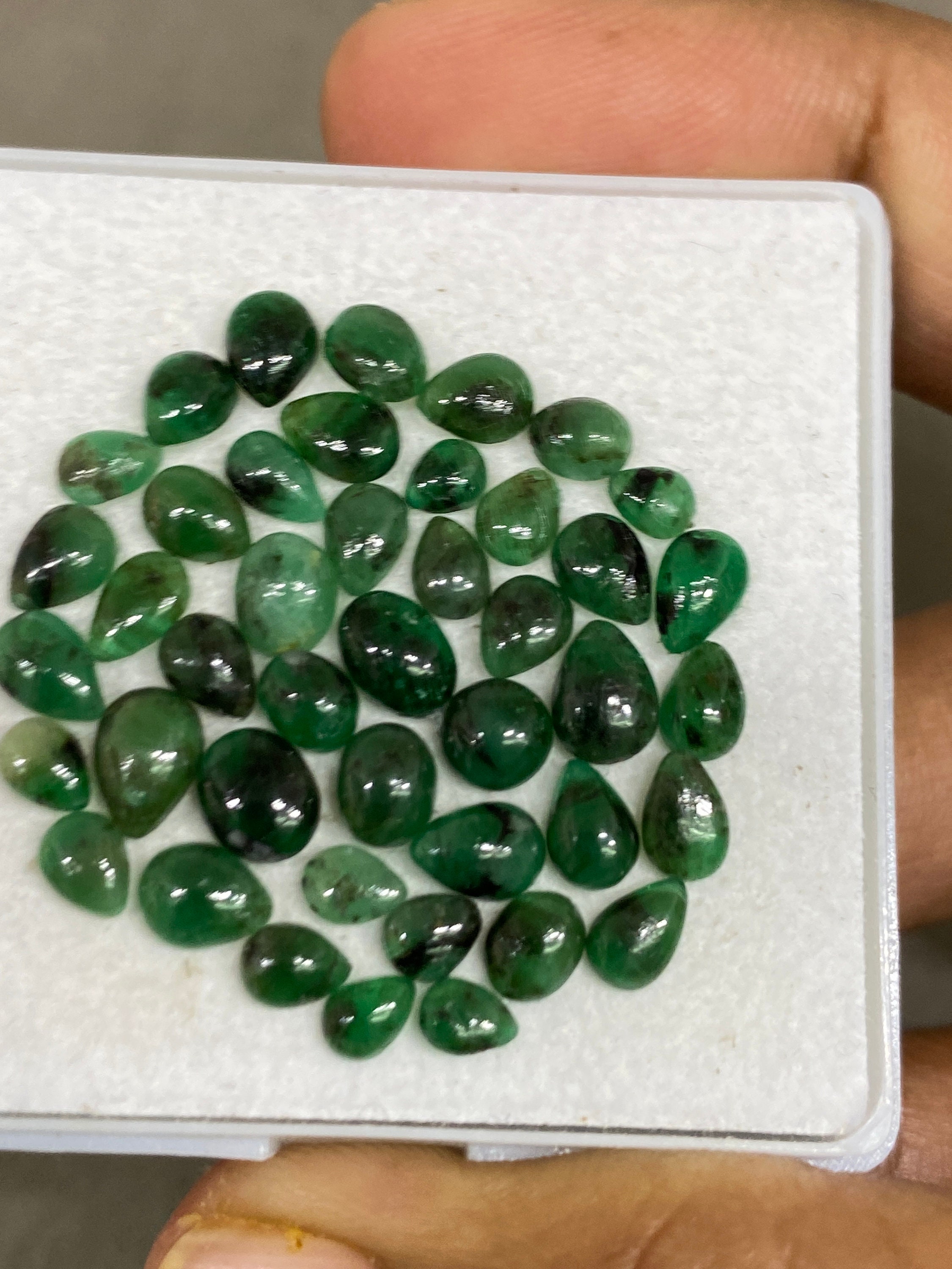 Attractive Rare Emerald Cabochons Mixed Shapes Emerald Oval Round Pear ...